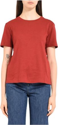 Max Mara Femme, Tops, Rouge, Taille: 40 FR Cotton Jersey T-Shirt