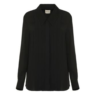 Khaite Femme, Blouses et Chemises, Noir, Taille: 36 FR Dorian Silk Shirt