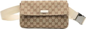 Gucci Bauchtaschen - GG Canvas Flap Belt Bag - Gr. ONE SIZE - in Braun - f&uuml;r Damen
