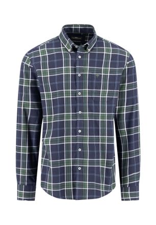 Fynch-Hatton Hemd aus Baumwolle mit Karomuster in Gr&uuml;n-Blau und Button-Down-Kragen Navy / 3XL