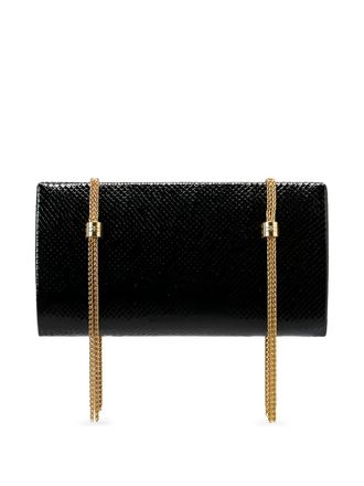 Elisabetta Franchi python texture chain clutch bag - Schwarz