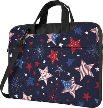 Generic Housse de protection pour ordinateur portable de 15,6, motif feux dartifice am&eacute;ricains avec bandouli&egrave;re, housse de protection antichoc pour homme et f