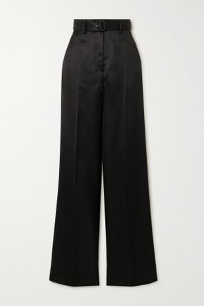 Gabriela Hearst Pantalon Droit En Laine Et Soie M&eacute;lang&eacute;es &Agrave; Ceinture Norman - Net Sustain - Noir