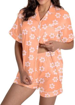 Generic Tenues deux pi&egrave;ces pour femmes 2026 Saint-Valentin pour femmes ensemble de shorts &agrave; manches courtes et col en V (2), rose vif, XXL