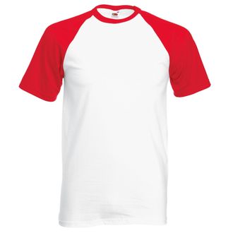 Fruit Of The Loom Herren T-Shirt Valueweight Kurzarm Baseball T 61-026-0 White/Red XL