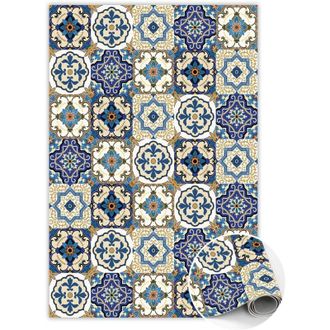 Tulup Tapis Vinyl pvc Antid&eacute;rapant pour Chambre et Cuisine - Carreaux portugais - 80x120 cm