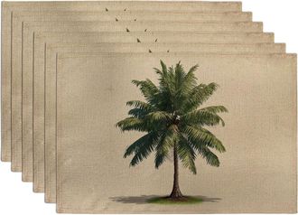 Generic Platzsets mit tropischen Palmen, Beige, von der Natur inspirierte Tischsets für den Esstisch, rutschfest, waschbar, für drinnen und draußen, Party, de