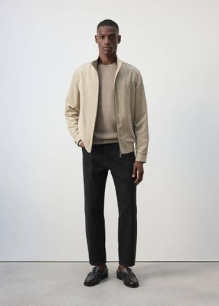 Mango Veste bomber effet daim beige - Homme - XXL - MANGO MAN