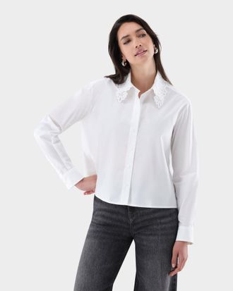 van Laack Hemdbluse mit Spitzen-Kragen