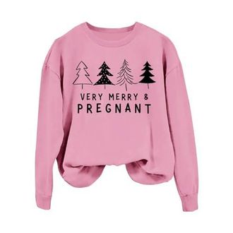 Generic 2026 Nouveaux sweats de No&euml;l pour femmes tr&egrave;s joyeux enceintes chemises graphiques de No&euml;l mignonnes mamans pulls de No&euml;l, rose, XXL