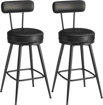Vasagle EKHO Collection - Tabouret de Bar, Lot de 2, Chaise de Cuisine, Siège Rembourré, PU avec Coutures, Style Moderne Mi-siècle, Hauteur 65 cm, pour Cuisin