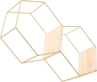DOITOOL Modernes Sechseckiges Wandregal Gold Schwebendes Nordic Style Wandboard zur Platzsparenden Aufbewahrung und Stilvollen Raumdekoration für Schlafzimmer