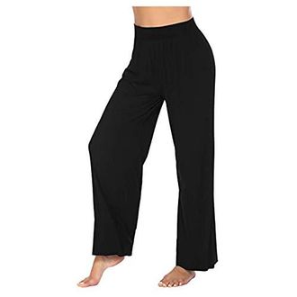 Generic Pantalon de pyjama l&eacute;ger pour femme &agrave; jambes larges, pantalon de pyjama d&eacute;contract&eacute; doux et confortable avec taille &eacute;lastique, tendance, couleur unie,