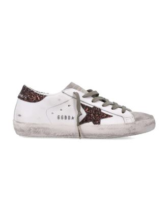 Golden Goose Low-Top Sneaker - Vintage Leather Sneakers With Glitter Star Appliqu - Gr. 35 (EU) - in Wei&szlig; - f&uuml;r Damen