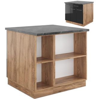Vicco lot de cuisine Fame-Line, Anthracite brillant/Ch&ecirc;ne dor&eacute;, 90 cm avec tiroir, sans plan de travail