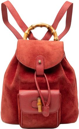 Gucci 2000-2015 Suede Bamboo backpack - Rot