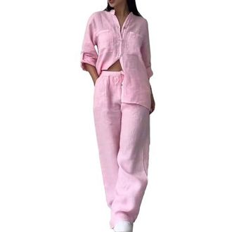 Generic V&ecirc;tements de sport 2 pi&egrave;ces pour femme 2026 automne 2026 Pull &agrave; manches longues et pantalon long Ensemble de jogging pour femme, rose, XXXXXL