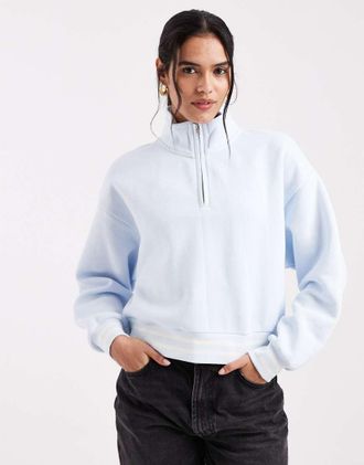 Levi's Sweatshirt in Grau meliert mit Zierstreifen und kurzem Rei&szlig;verschluss