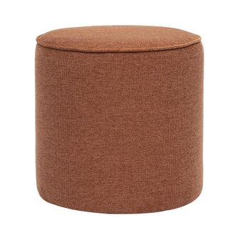 Miliboo Runder Pouf in Samtoptik mit strukturierter, verbrannter Erde D40 cm PAUL