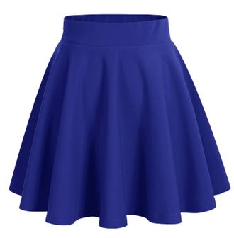 Dresstells Rock Damen Kurz Skater Rock A-Linie Hohe Taille Minirock Silvesteroutfit Blau Anime Faltenrock Karneval Tennis Rock Royal Blue 2XL