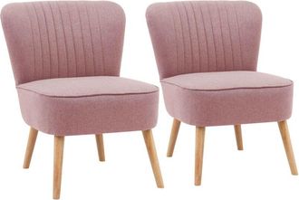 Oviala Lot de 2 fauteuils style crapaud en tissu rose