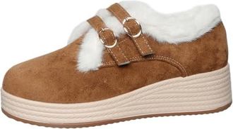 Generic Espadrilles compens&eacute;es doubl&eacute;es en fausse fourrure pour femme avec boucle et bout rond - Confortables - Chaudes - Chaudes - Pour lhiver, marron, 38.5 