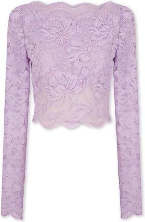 Paco Rabanne Femme, Tops, Violet, Taille: 40 FR Crop Top &agrave; Manches Longues en Dentelle