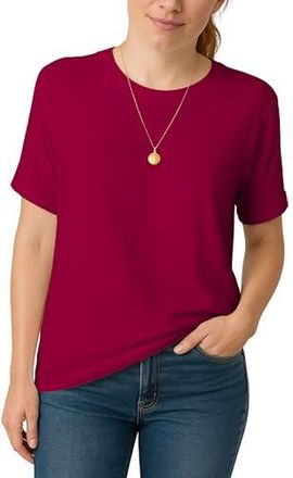 Re Tech UK T-Shirt Long Ample - pour Femme - col Rond avec Bande/Manches retrouss&eacute;es/Coupe Chauve-Souris - Grandes Tailles - Vin Rouge - XXXL EU 52-54 (Grande Ta