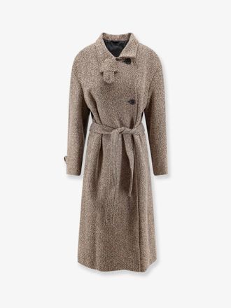 Brunello Cucinelli Herringbone coat with Monili detail - BRUNELLO CUCINELLI - gender_Woman