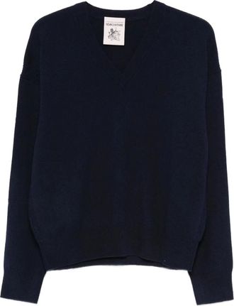 Semicouture Femme, Pulls, Bleu, Taille: 38 FR Edmond V-neck Sweater