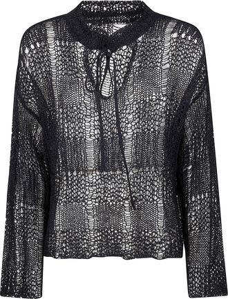 Yohji Yamamoto String Collar Long Sleeve Sweater