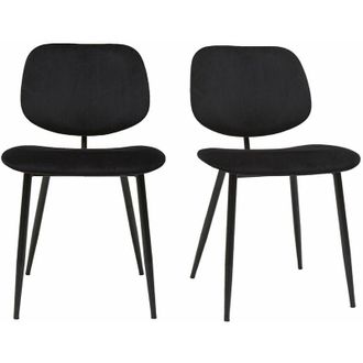Miliboo Miliboo - St&uuml;hle tobias aus schwarzem Samt und schwarz lackiertes Metall 2er-Set tobias