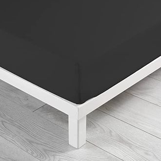 Douceur d'Intérieur Drap Housse (140 x 190 cm) Lina Charbon, 100% Coton