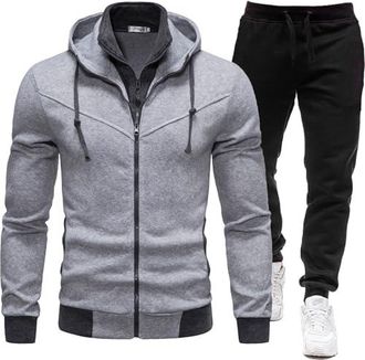 Generic Ensemble Jogging Homme, Sweat Hoodies Zipp&eacute; &Agrave; Manches Longues Et Pantalon Jogging Ensemble De 2 Pi&egrave;ces, Baggy Et Confortable, Sportswear Jogging &Eacute;l&eacute;ga