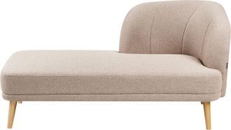 Beliani Chaiselongue Stoff helles Braun mit Holzbeinen rechtsseitig Récamiere Tanlay