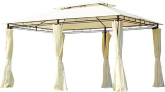 OUTSUNNY Tonnelle barnum pavillon de jardin style colonial double toit toiles latérales amovibles 3L x 4l x 2,65H m crème