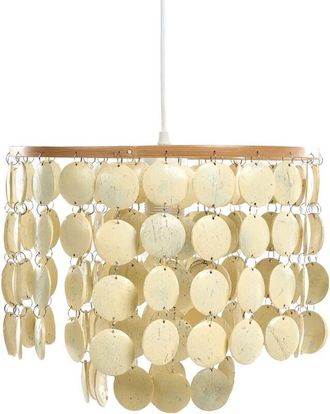 Beliani Beliani - Kronleuchter Hellbeige aus Kokosnussschalen Rund K&uuml;stenstil Boho Stil Modernes Design Nat&uuml;rlich H&auml;ngelampe H&auml;ngeleuchte Pendelleuchte