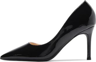 Generic Escarpins DOrsay à découpe latérale Unique pour Femme - Cuir Verni Bout Pointu Talon Aiguille, Talons Classiques pour Mariage et événements Formels,Bl