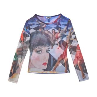 Sunnei Langarm Sheer Top mit Grafikdruck - - Tops - Damen - Mehrfarbig - M
