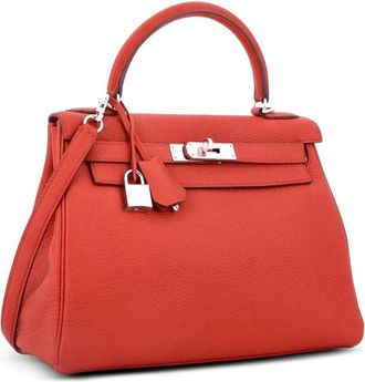 Herm&egrave;s Kelly Handbag Red Togo with Palladium Hardware 28 satchel - Rot