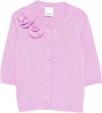 Allude flower-embellishment button-fastening cardigan - Rosa