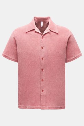 04651/ Herren - Frottee-Kurzarmhemd Terry Shirt Kubanischer Kragen ros&eacute;