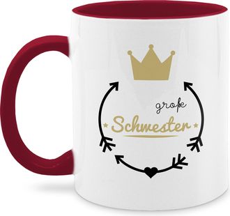 Shirtracer Tasse Tassen 325ml - Große Schwester - 325 ml - Bordeauxrot - rosa schwestern sister grosse sis big geschenk für geschenke größe best fuer großer verk