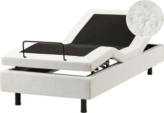 Beliani Letto Boucl&egrave; Bianco Sporco Elettrico Regolabile 80 X 200 Cm Duke
