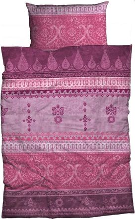 Sister S Biber Bettwäsche Indi 155 cm x 220 cm Beere-pink orientalische Ornamente Bordüren Bettwäsche-Set modernes Landhaus Italienischer Flair so hip