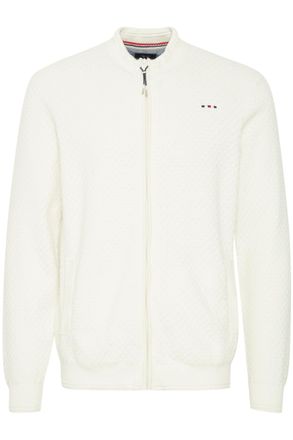 FQ1924 FQKyle Herren Sweatjacke Zipper Strickjacke Rippkragen 100% Baumwolle Regular fit, Größe:M, Farbe:Cloud Dancer (114201)