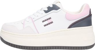 Tommy Jeans Damen Tjw Retro Basket Flatform En0En02916 Niedriges Oberteil, BEIGE (Ecru/Hawaii Orchid), 39 EU