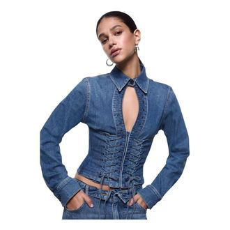 Liu Jo Femme, Blouses et Chemises, Bleu, Taille: 38 FR Chemise en jean