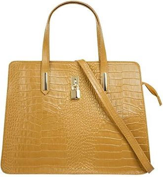 Cluty Sac &agrave; main Femme cuir v&eacute;ritable | Fabriqu&eacute; en Italie, compartiment pour smartphone, design crocodile, sac &agrave; bandouli&egrave;re &eacute;l&eacute;gant, sac pour femme avec f