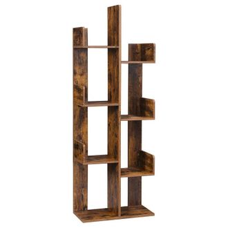 Vasagle Vasagle - Biblioth&egrave;que arbre, &Eacute;tag&egrave;re &agrave; 8 compartiments, Meuble de rangement, 50 x 25 x 140 cm, avec coins arrondis et rebords, Marron rustique par